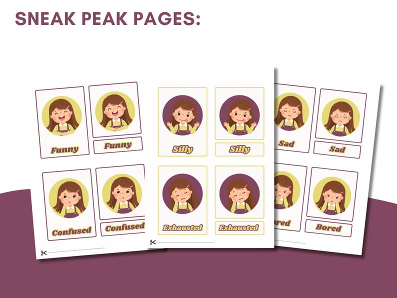 Emotion Flashcards for Kids Girl Version Emotions Sorting for Toddlers ...