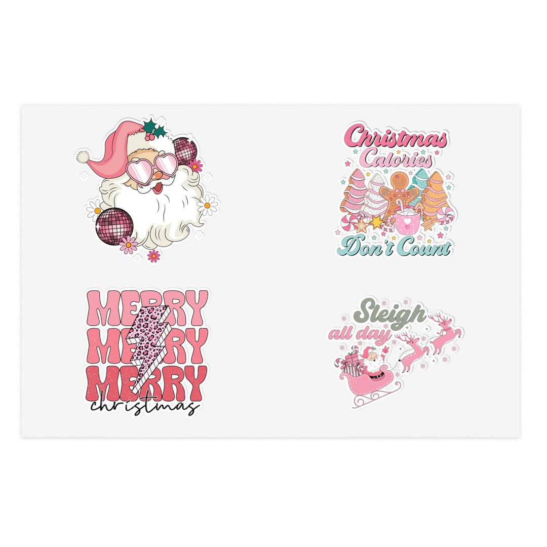 Festive Christmas Sticker Sheets Merry Christmas Decals, Holiday ...