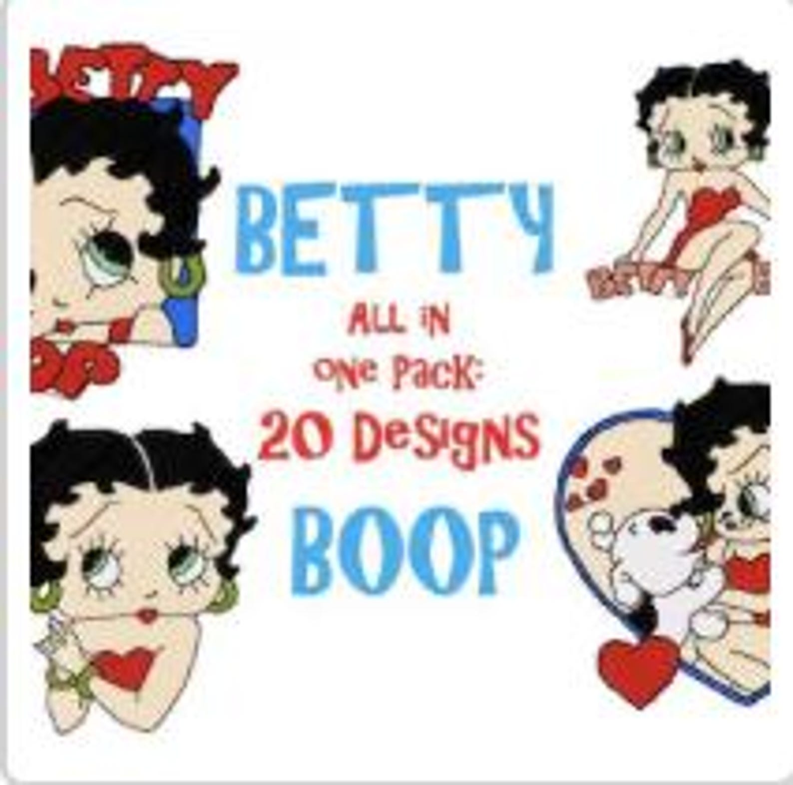 Betty Boop Embroidery Design Pack 20 Designs Betty Boop Embroidery ...