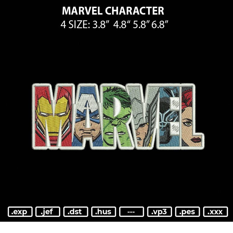 Marvel Character Embroidery File/digital Download Marvel Logo - Etsy