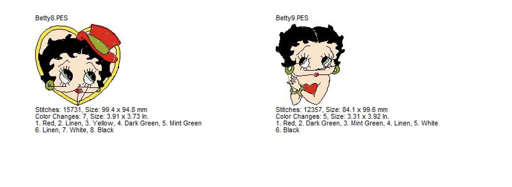 Betty Boop Embroidery Design Pack 20 Designs Betty Boop Embroidery ...