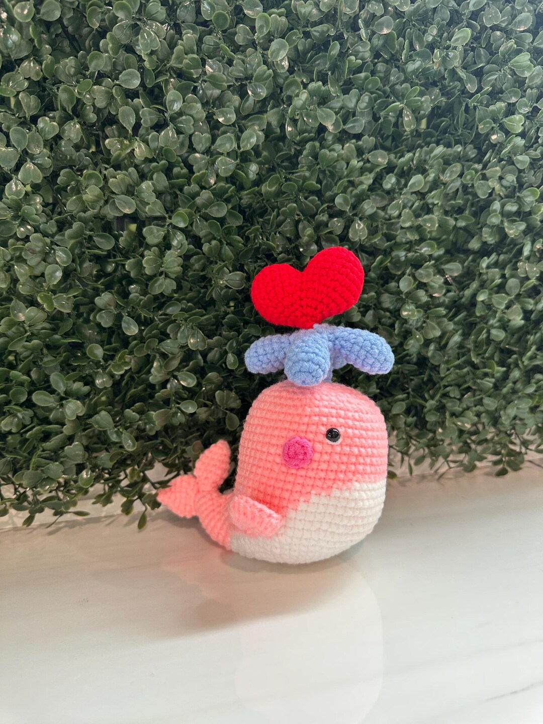 Handmade Crochet Whale Plush, Heart Stuffy, Car Ornament - Etsy
