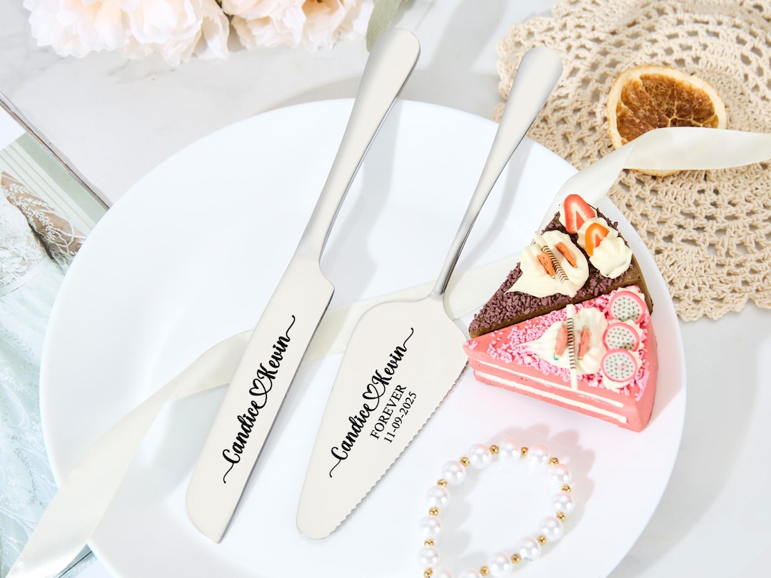 Personalized Wedding Cake Serving Set,engraved Cake Cutter Cutting Set ...