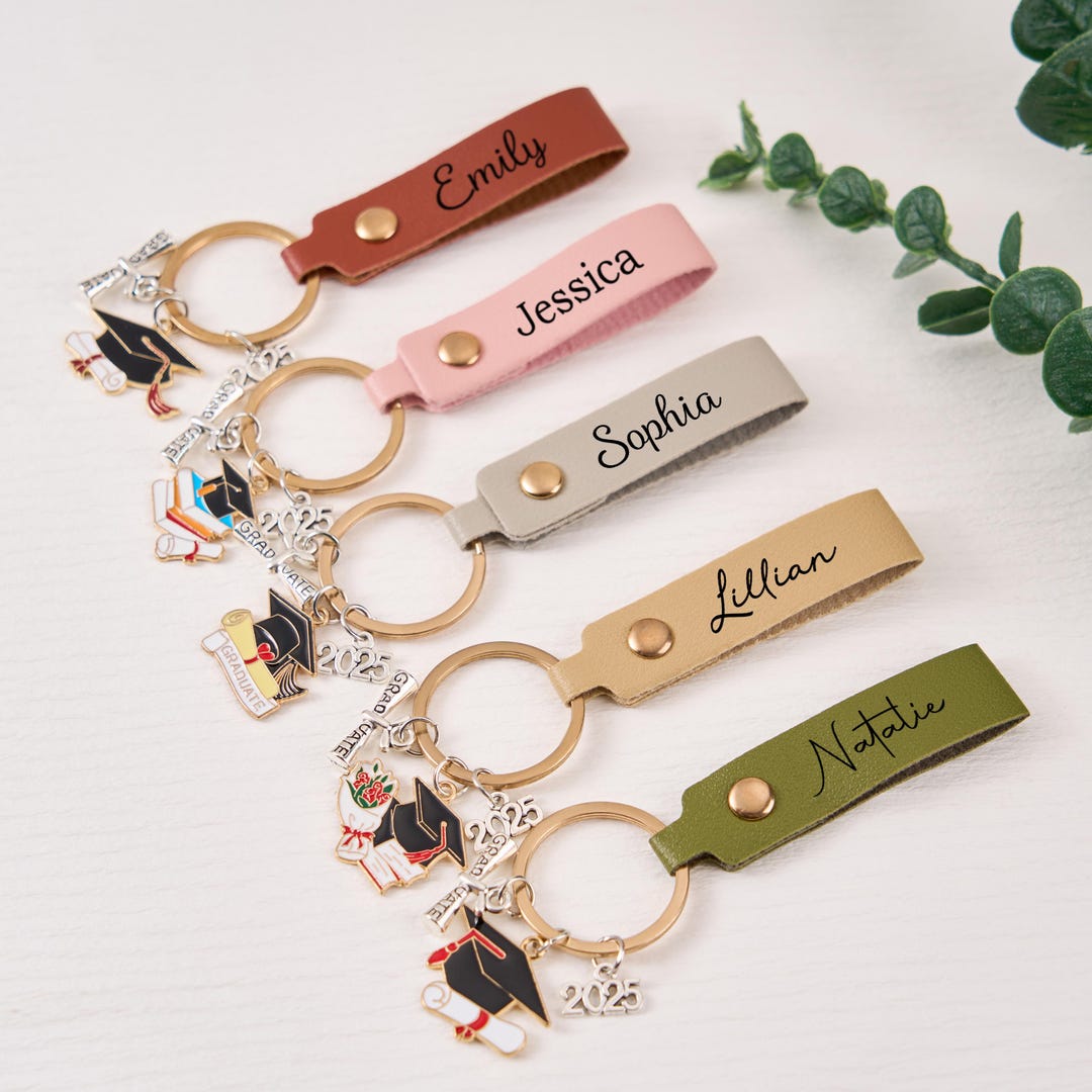 Personalized Name Leather Graduation Keychain,graduation Gift,2025 ...