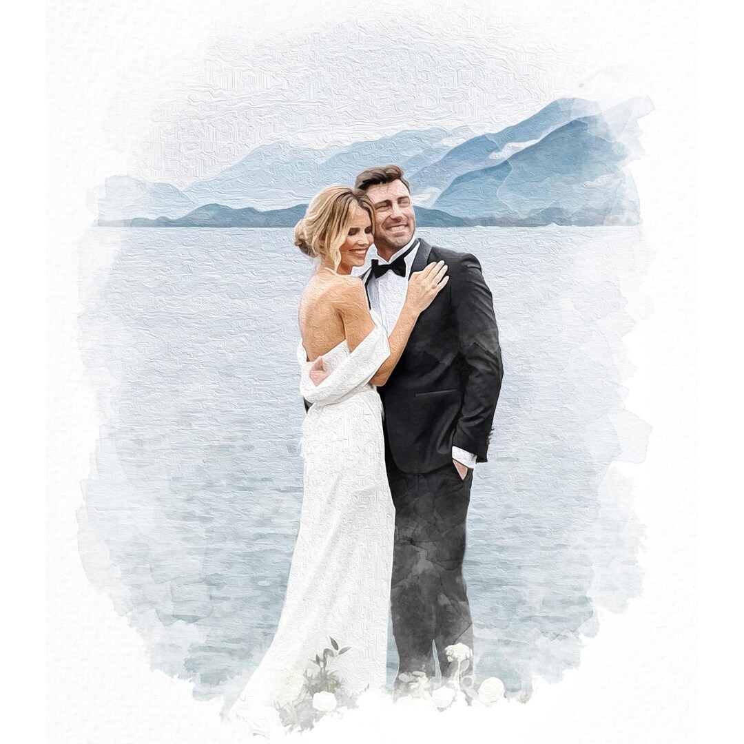 Personalized Wedding Portrait Photo-based Painting Custom Watercolor ...