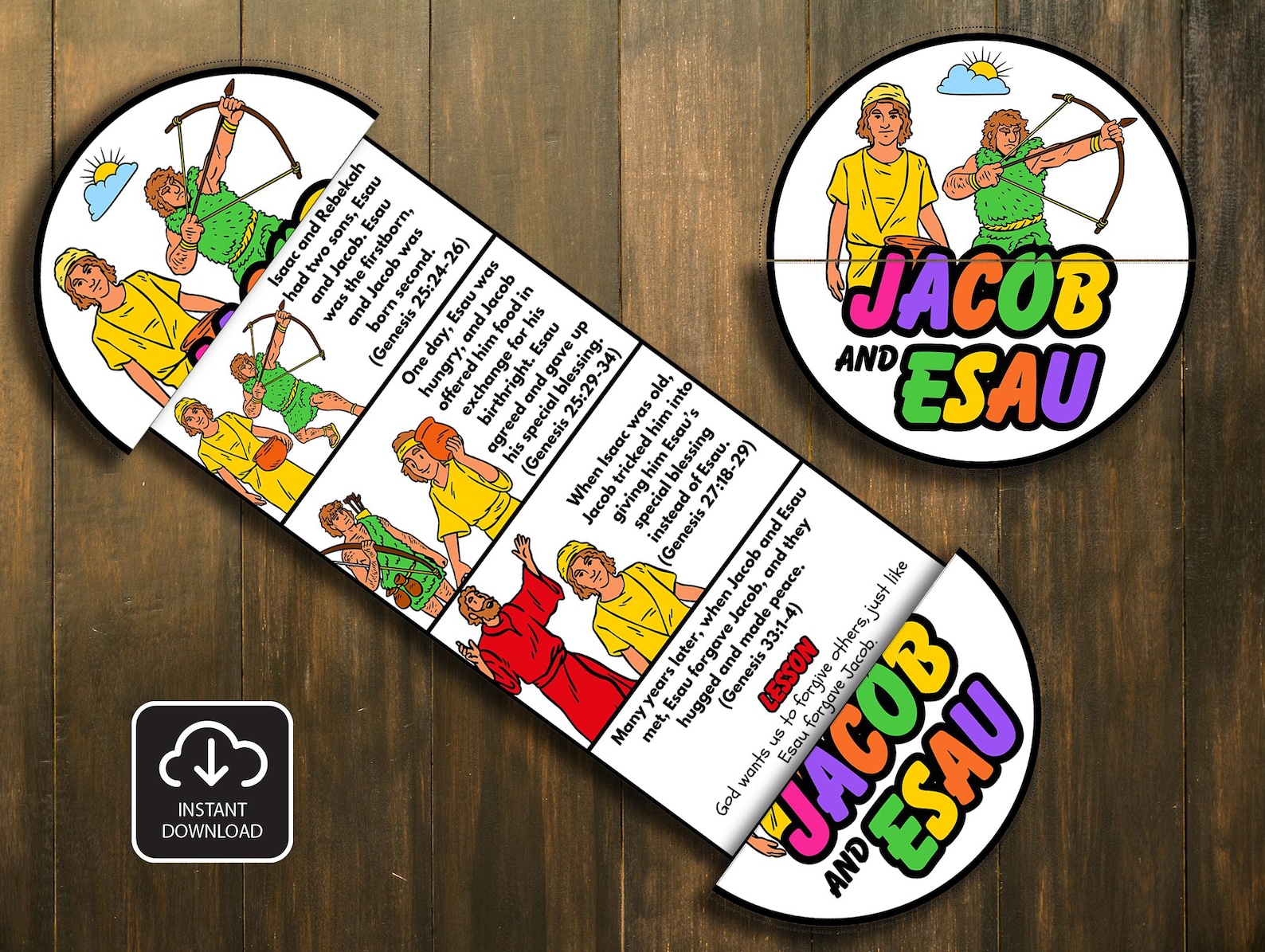 Jacob and Esau Folding Surprise Bible Story Craft, Bible Lesson, Easter ...