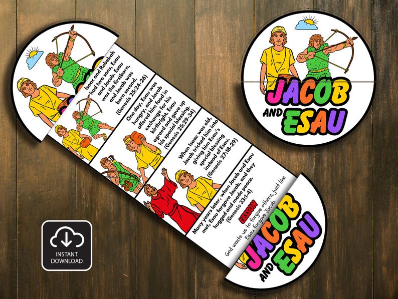 Jacob and Esau Folding Surprise Bible Story Craft, Bible Lesson, Easter ...