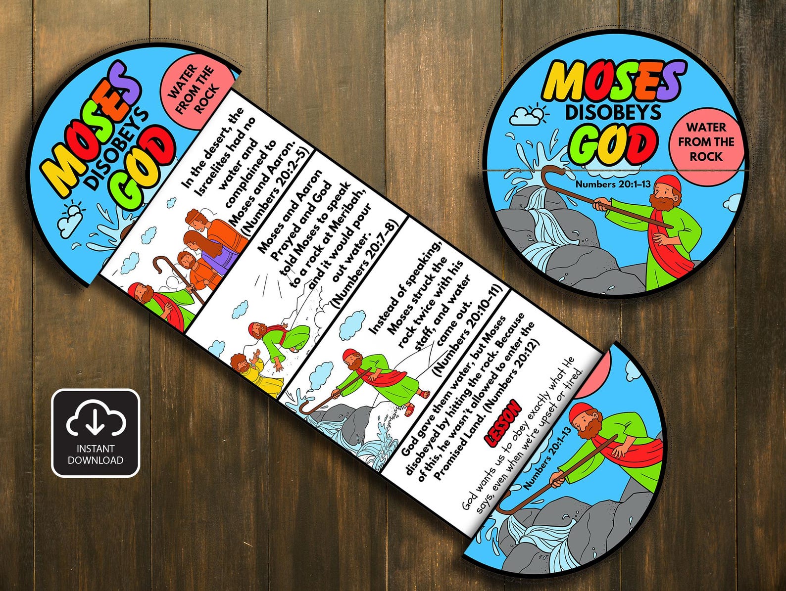 Moses Strikes the Rock Folding Surprise Bible Craft, Bible Lesson ...