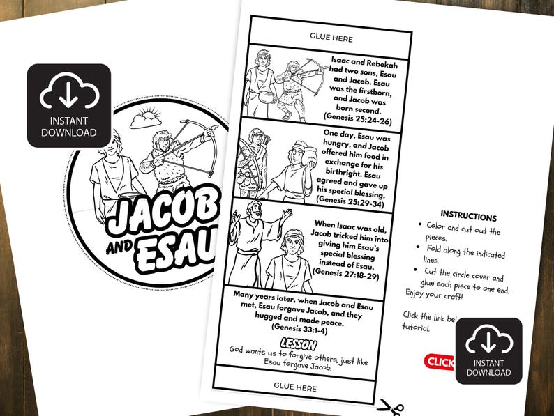 Jacob and Esau Folding Surprise Bible Story Craft, Bible Lesson, Easter ...