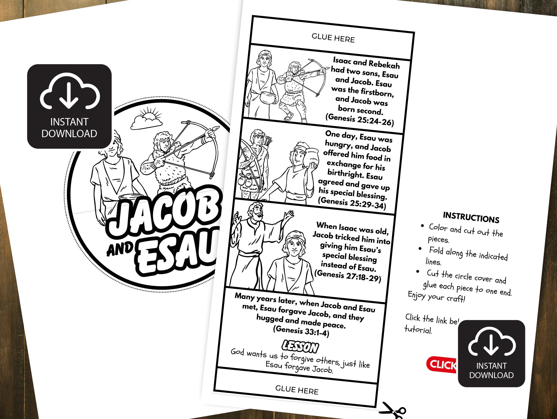 Jacob and Esau Folding Surprise Bible Story Craft, Bible Lesson, Easter ...