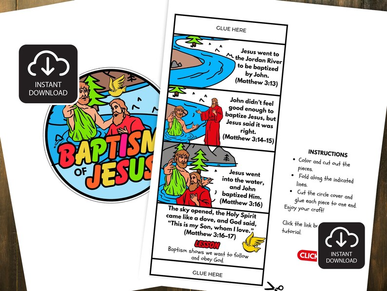 Baptism of Jesus Folding Surprise Bible Craft, Bible Lesson, Sunday ...