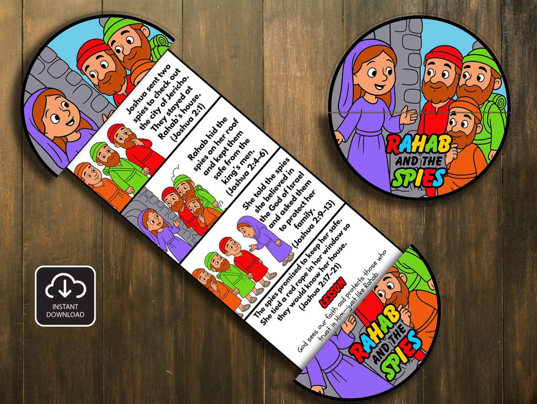 Rahab and the Spies Folding Surprise Bible Craft, Bible Lesson, Memory ...