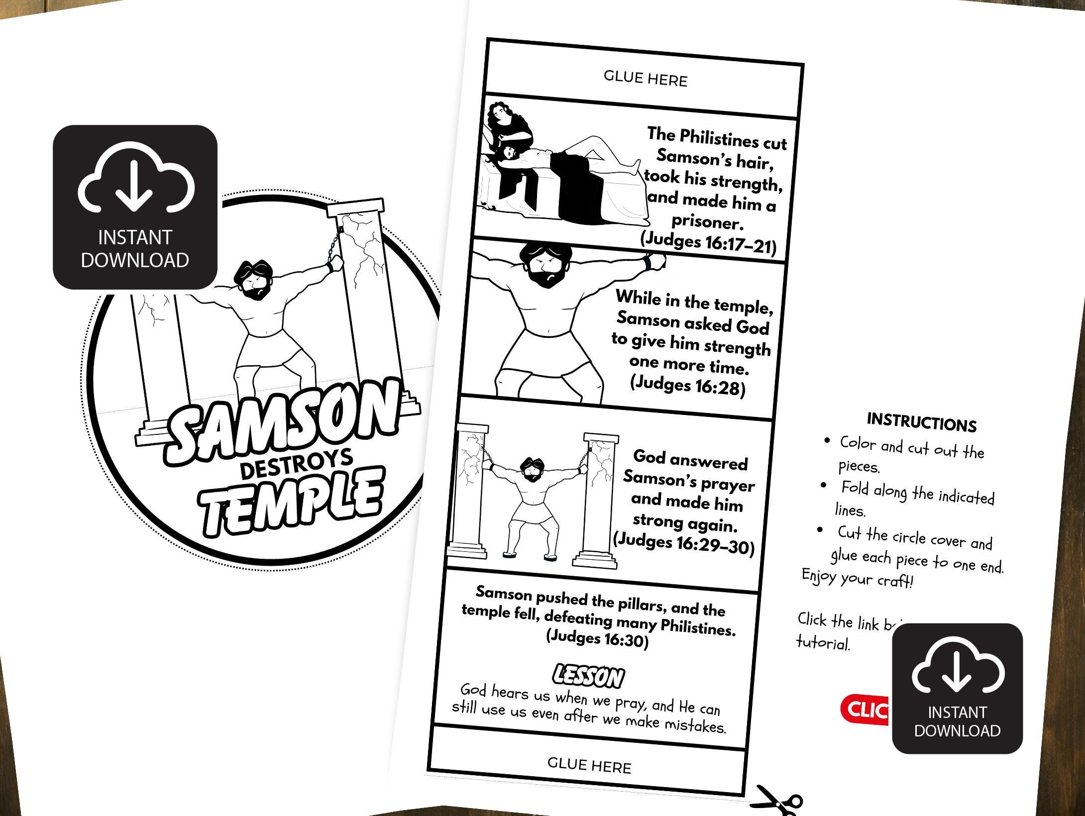 Samson Strength Folding Surprise Bible Craft, Bible Lesson, Samson ...