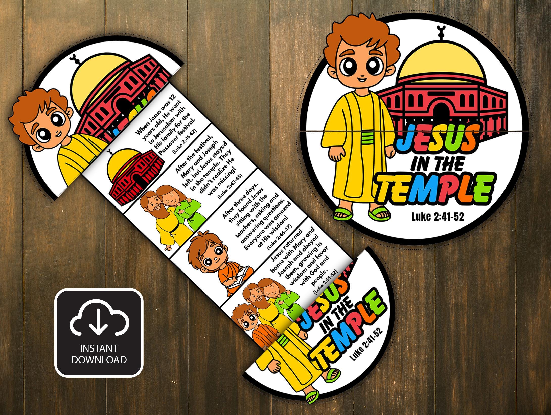 Jesus in the Temple Folding Surprise Bible Craft, Bible Lesson, Bible ...