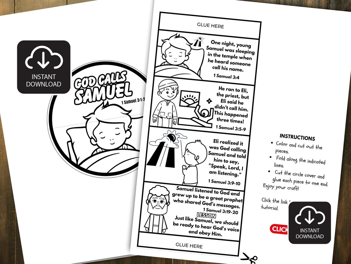God Calls Samuel Folding Surprise Bible Craft, Bible Lesson, Memory ...