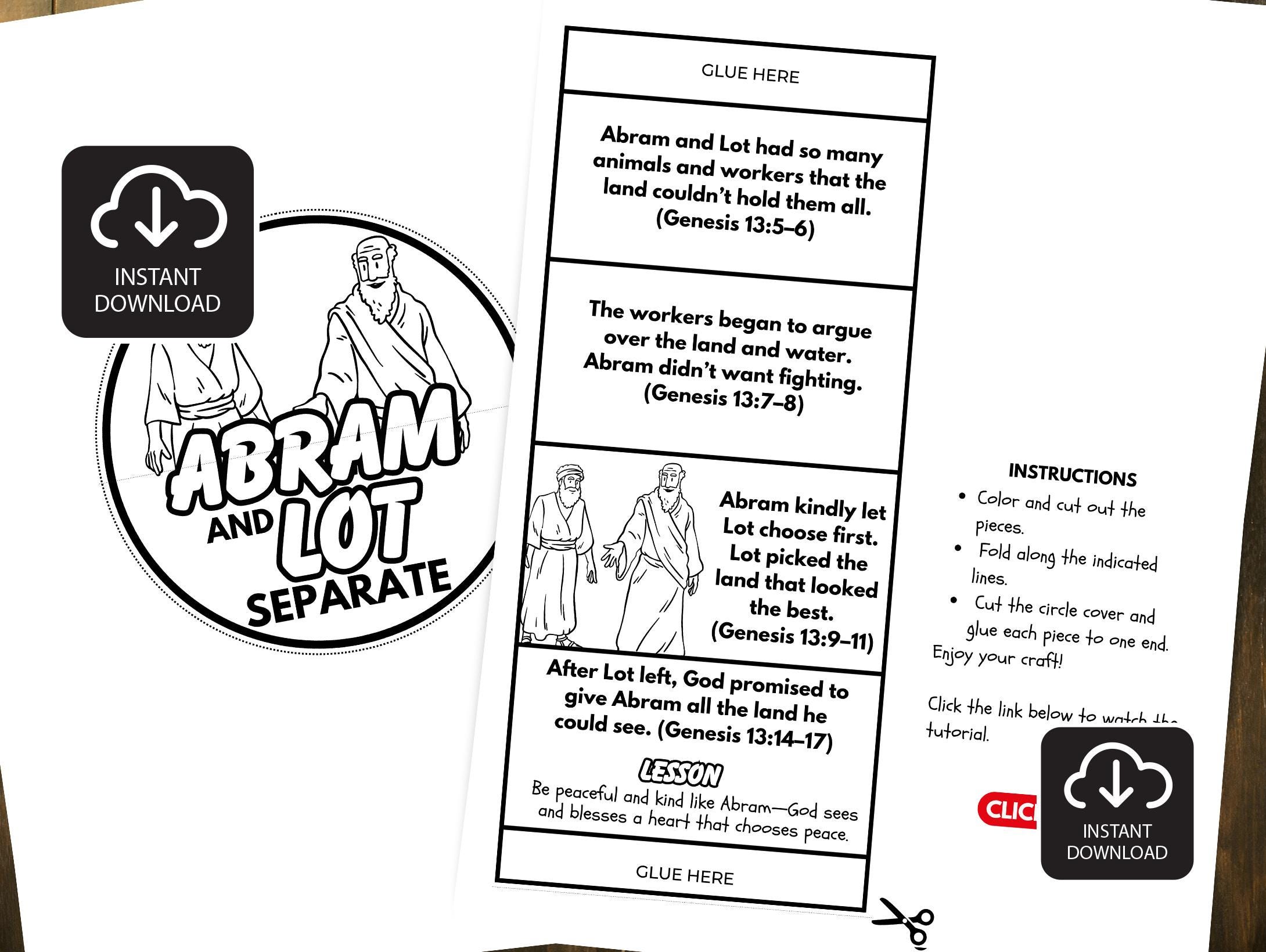 Abraham and Lot Folding Surprise Bible Craft, Bible Lesson, Memory Game ...