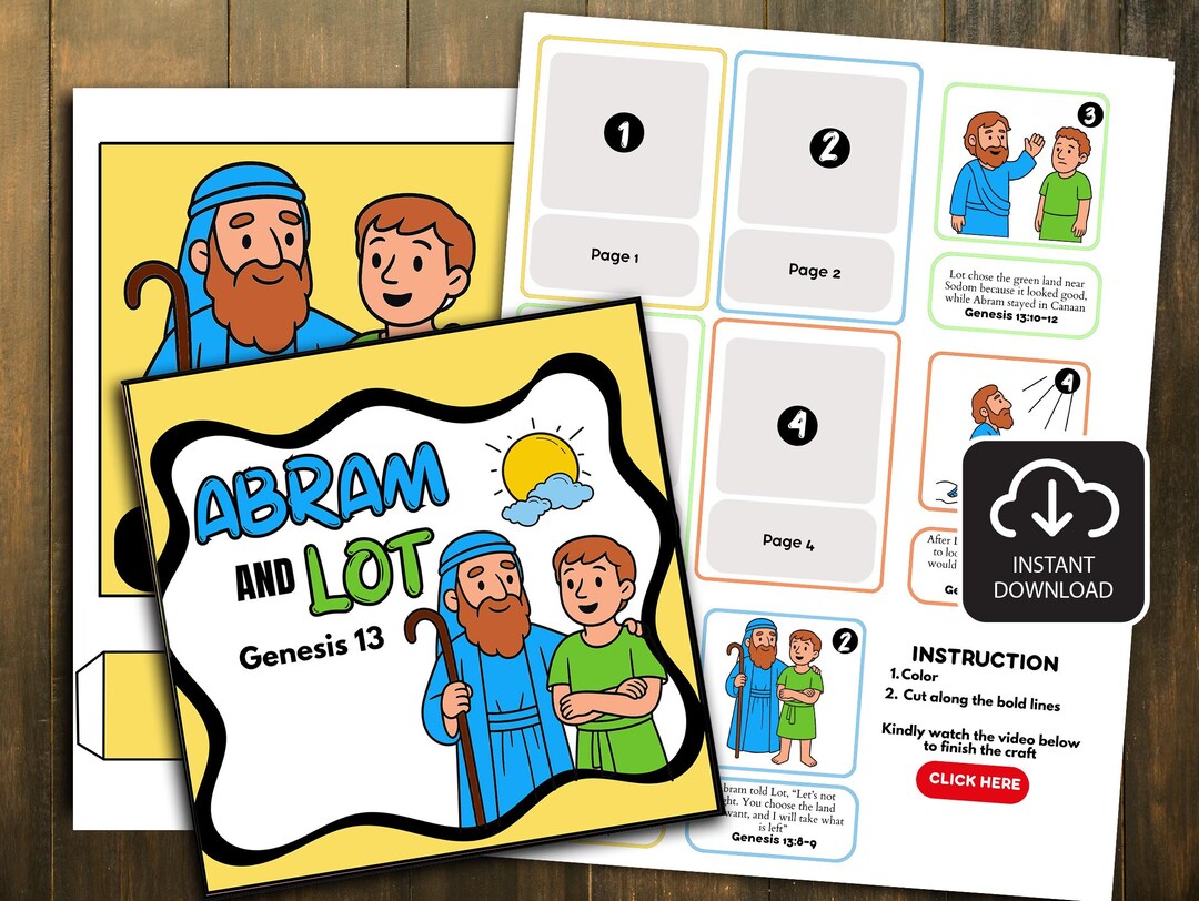 Abraham and Lot Mini Book, Bible Story Craft, Bible Lesson, Memory Game ...