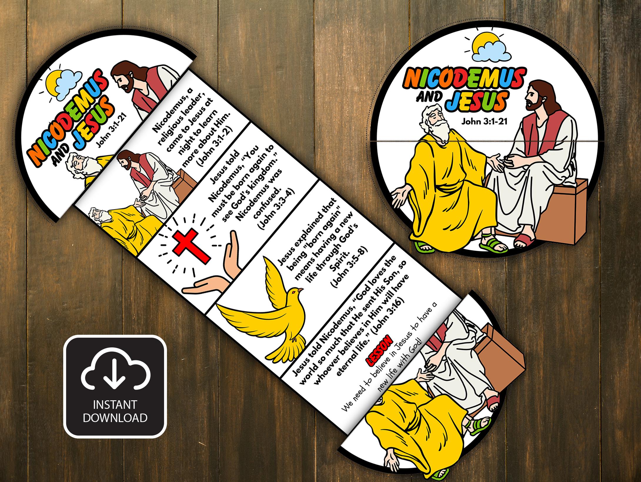Nicodemus and Jesus Folding Surprise Bible Story Craft, Bible Lesson, Easter Craft, Sunday ...