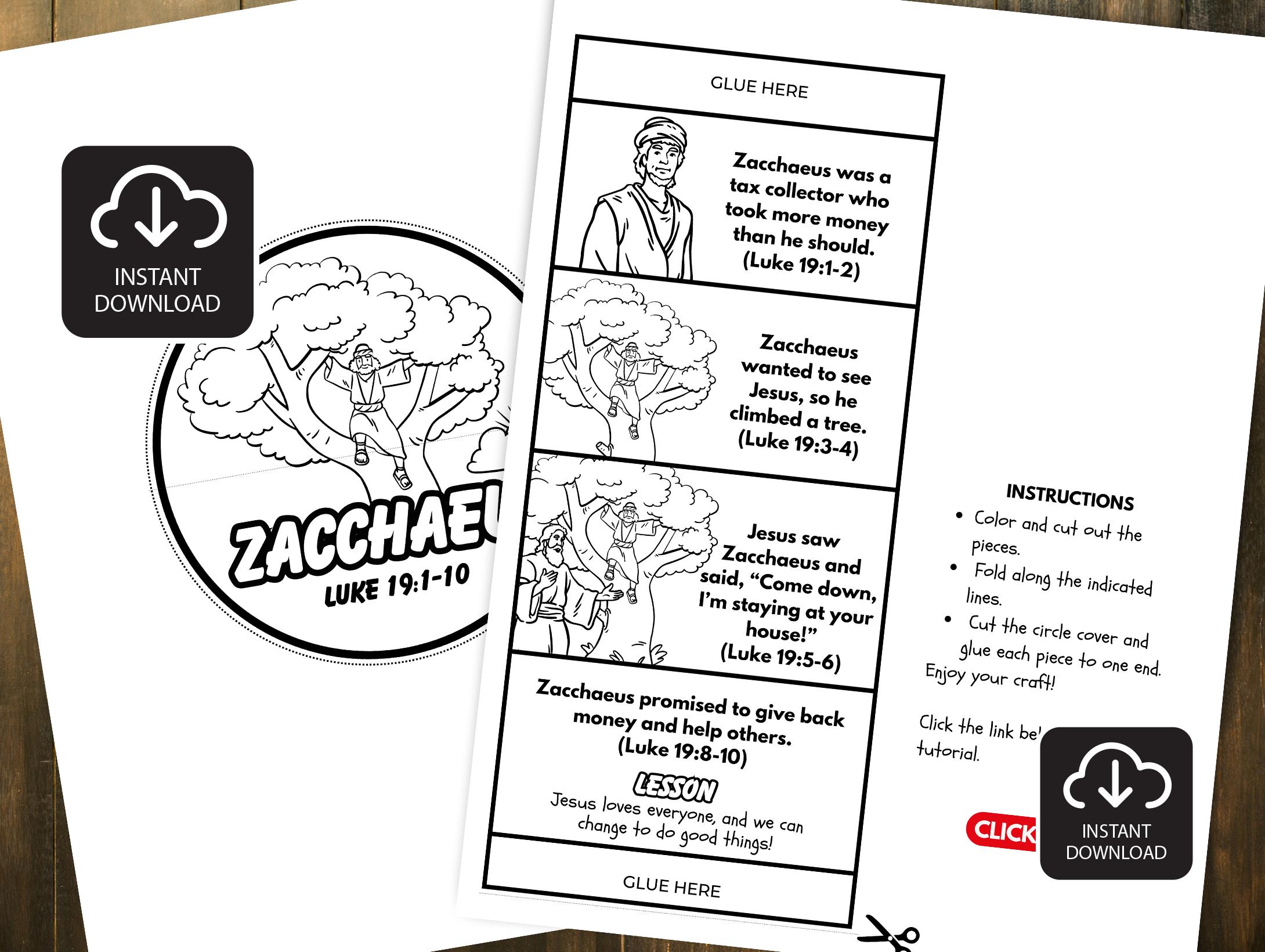 Zacchaeus Folding Surprise Bible Story Craft, Bible Lesson, Jesus and ...