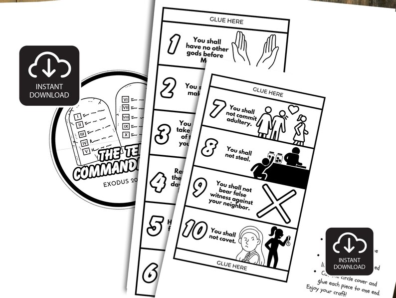 Ten Commandments Folding Surprise Bible Craft, Bible Lesson, Memory ...