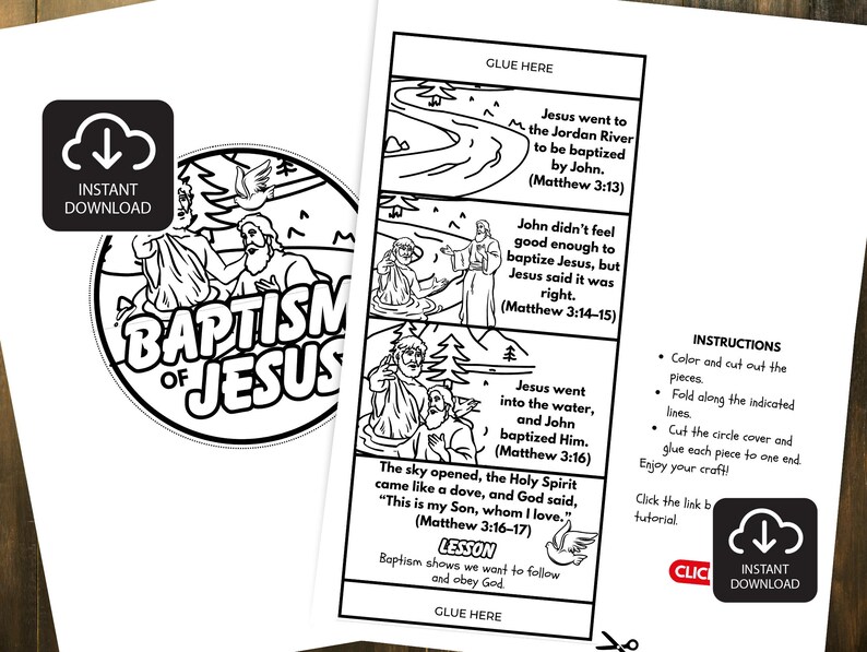 Baptism of Jesus Folding Surprise Bible Craft, Bible Lesson, Sunday ...