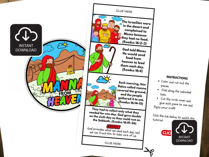 Moses and Manna From Heaven Folding Surprise Bible Craft, Bible Lesson ...