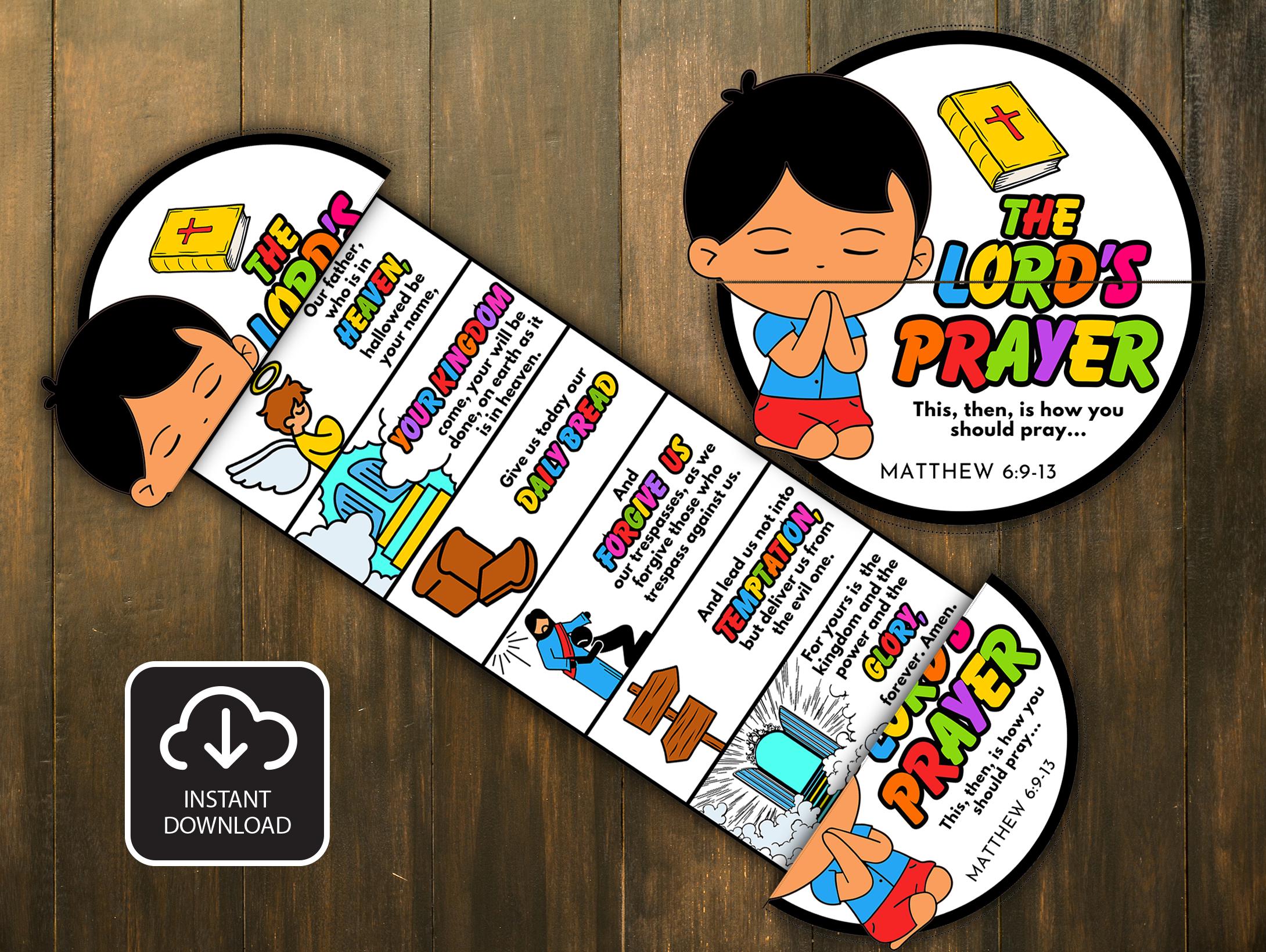 The Lord's Prayer Folding Surprise Bible Craft, Bible Lesson, Memory ...