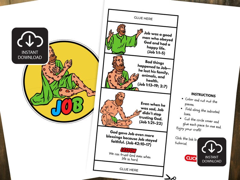The Story of Job Folding Surprise Bible Craft, Bible Lesson, Sunday ...