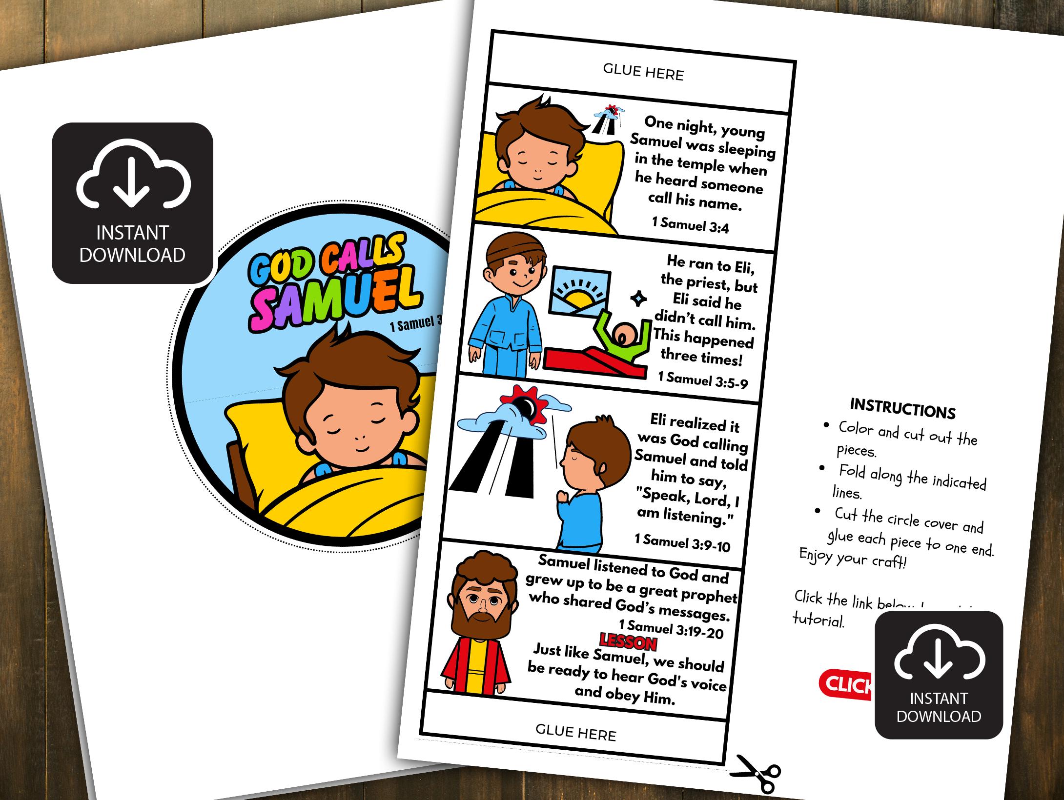 God Calls Samuel Folding Surprise Bible Craft, Bible Lesson, Memory ...