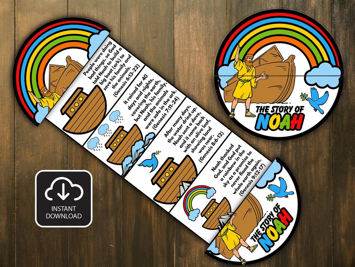 Noah's Ark Folding Surprise Bible Craft, Bible Lesson, Easter Craft ...