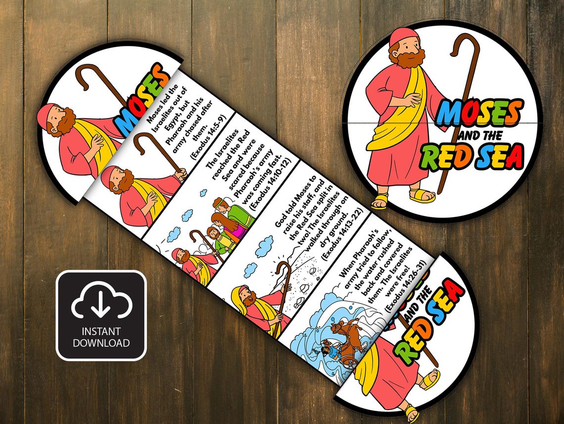 Moses and the Red Sea Folding Surprise Bible Story Craft, Bible Lesson ...