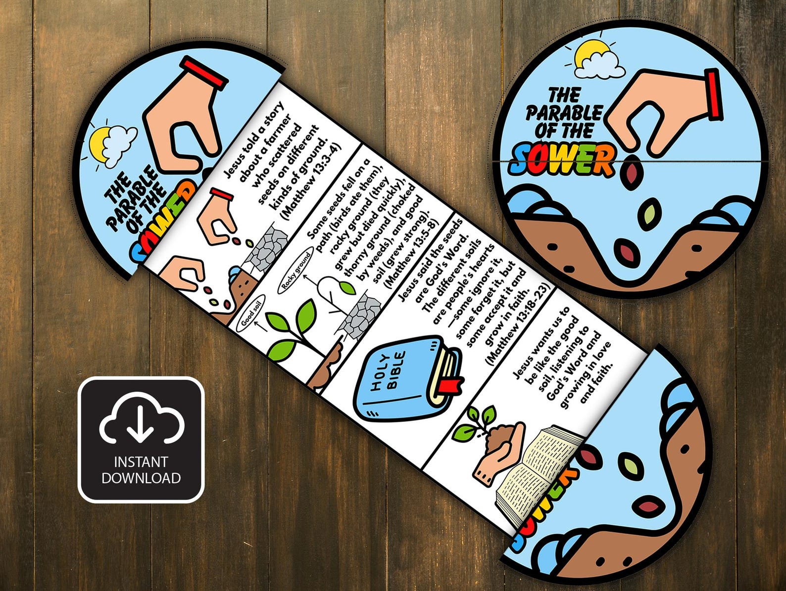 Parable of the Sower Folding Surprise Bible Story Craft, Bible Lesson ...