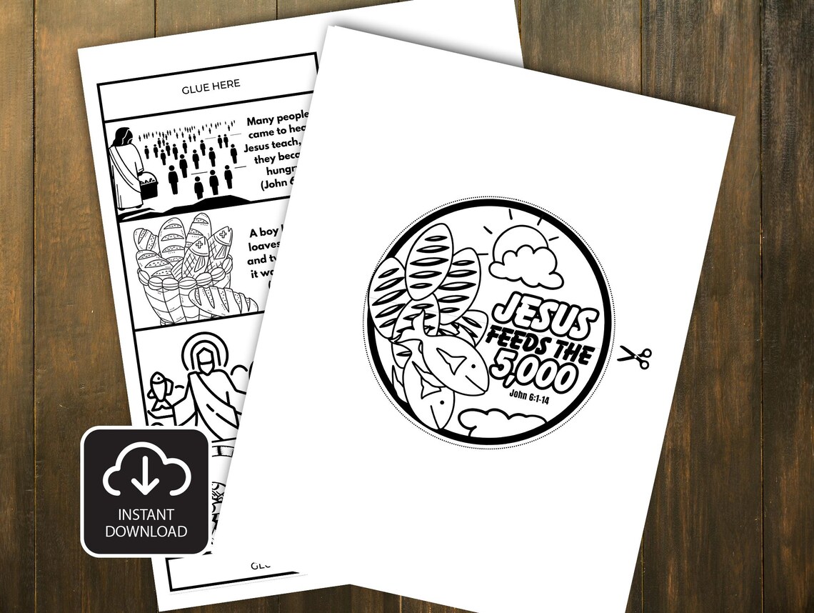 Jesus Feeds the 5000 Folding Surprise Bible Craft, Bible Lesson, Jesus ...