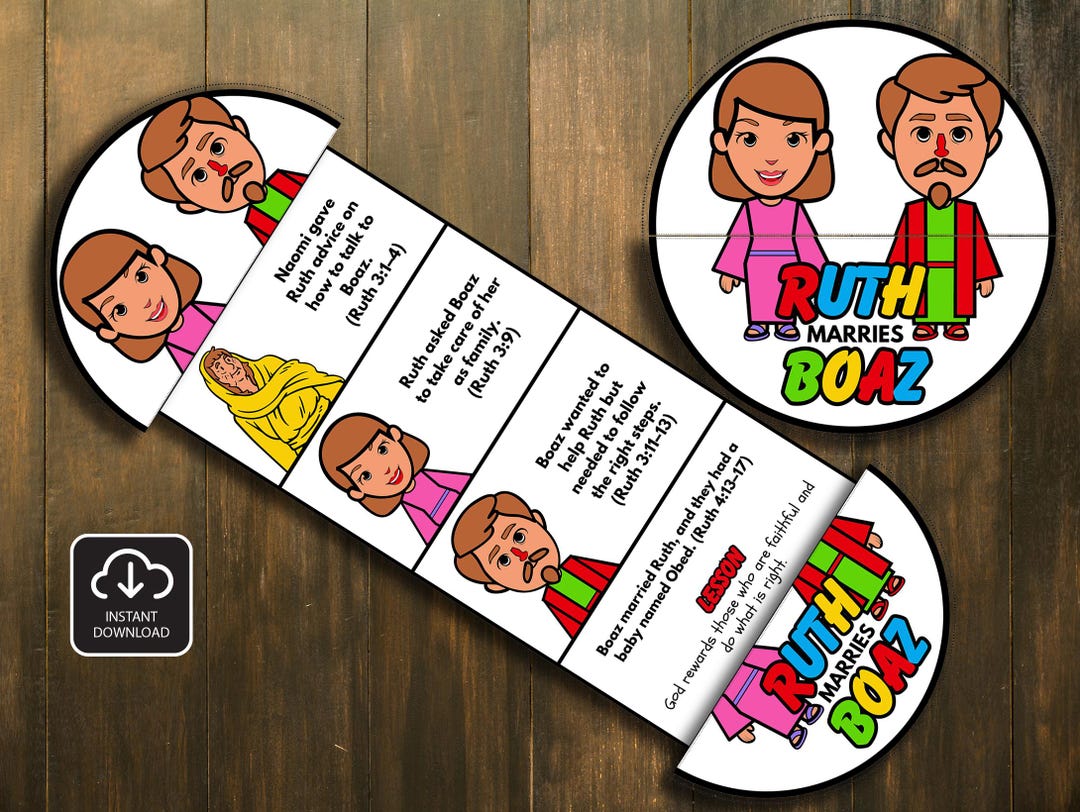 Ruth and Boaz Folding Surprise Bible Craft, Bible Lesson, Memory Game ...