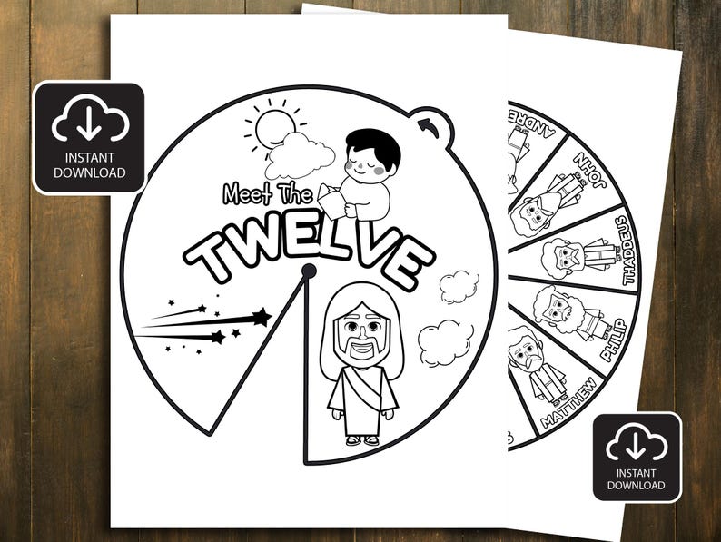 Names of the Twelve Apostles Coloring Wheel, Bible Verse Activity, Kids ...