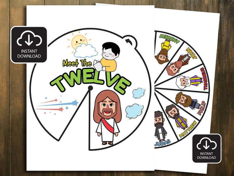 Names of the Twelve Apostles Coloring Wheel, Bible Verse Activity, Kids ...