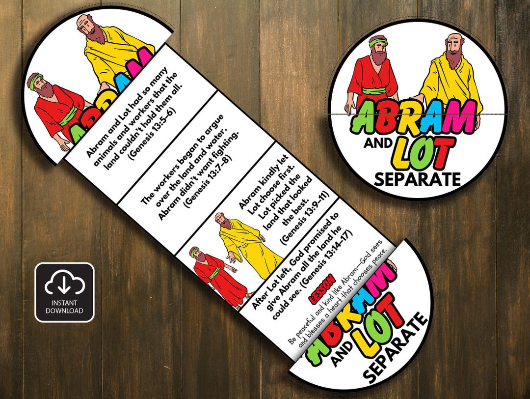 Abraham and Lot Folding Surprise Bible Craft, Bible Lesson, Memory Game ...