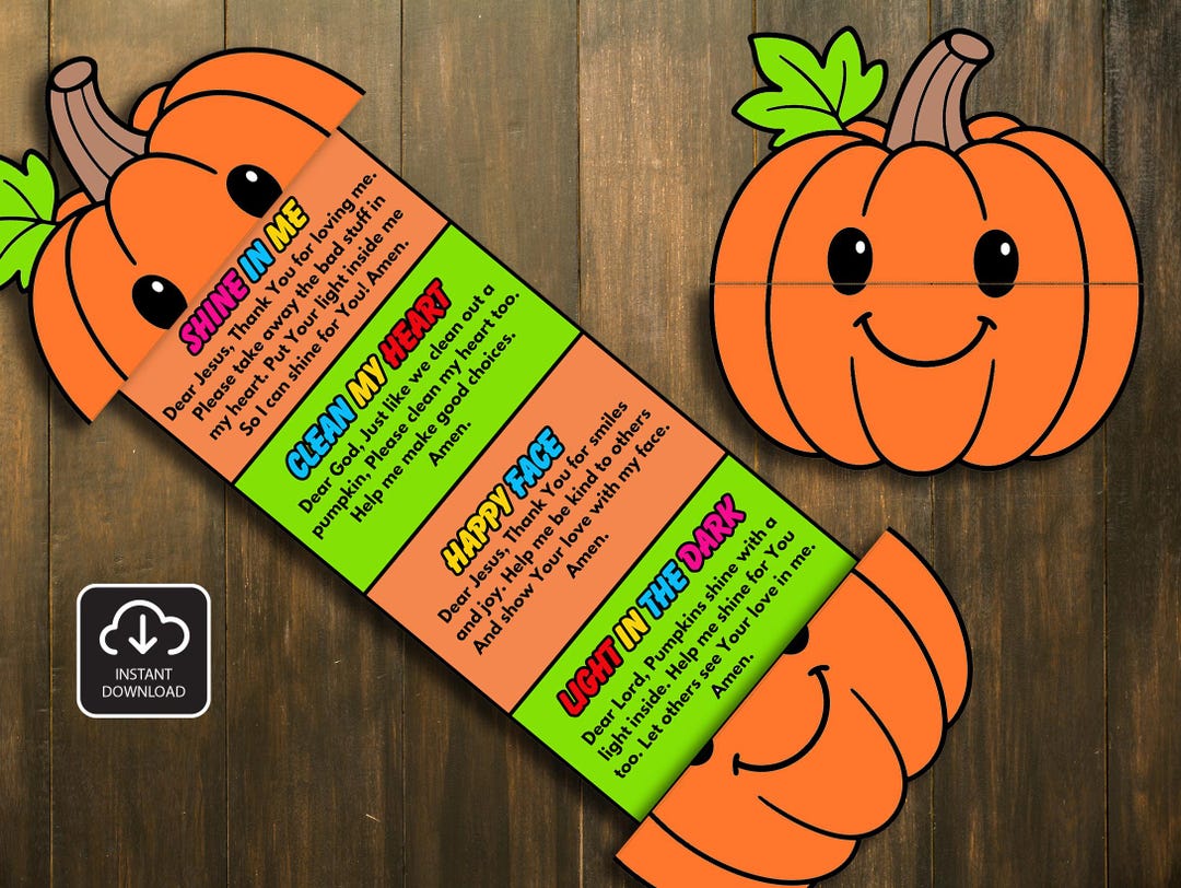 Pumpkin Prayer Folding Surprise Bible Craft, Halloween, Bible Lesson ...
