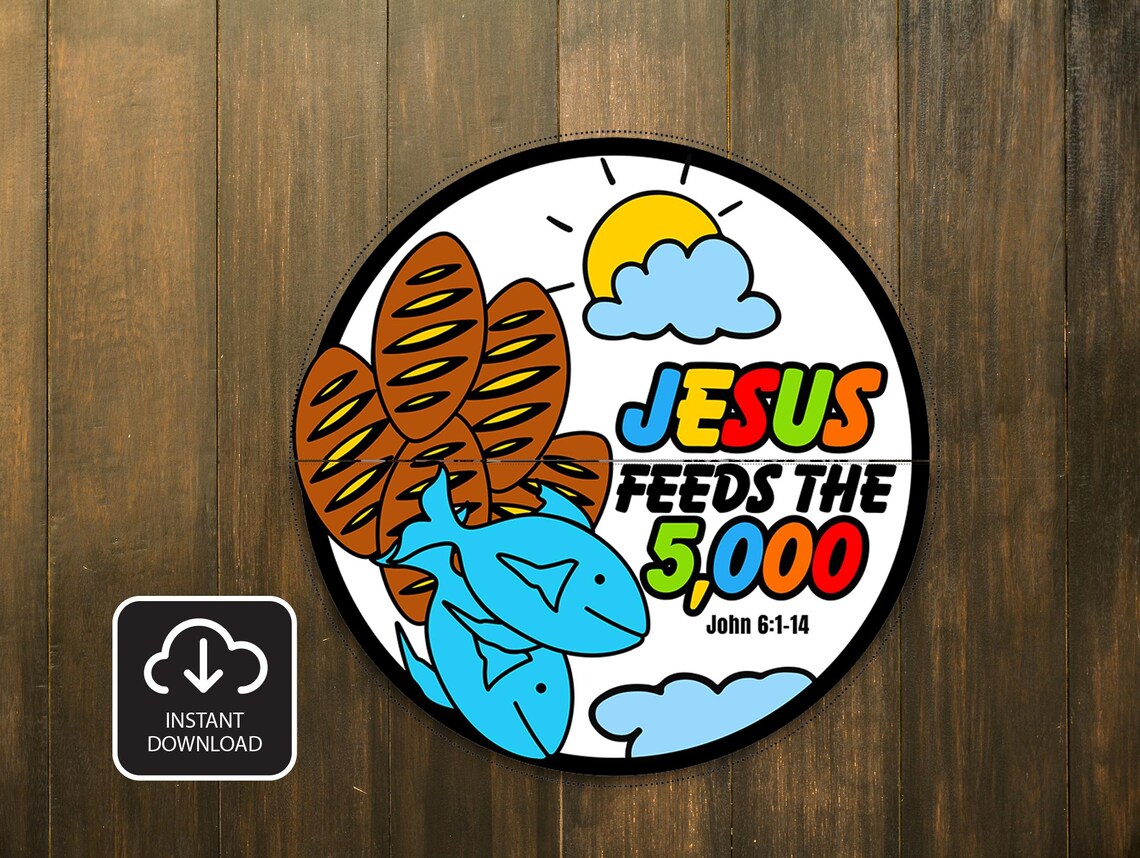 Jesus Feeds the 5000 Folding Surprise Bible Craft, Bible Lesson, Jesus ...
