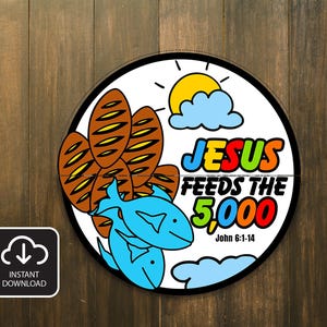 Jesus Feeds the 5000 Folding Surprise Bible Craft, Bible Lesson, Jesus ...