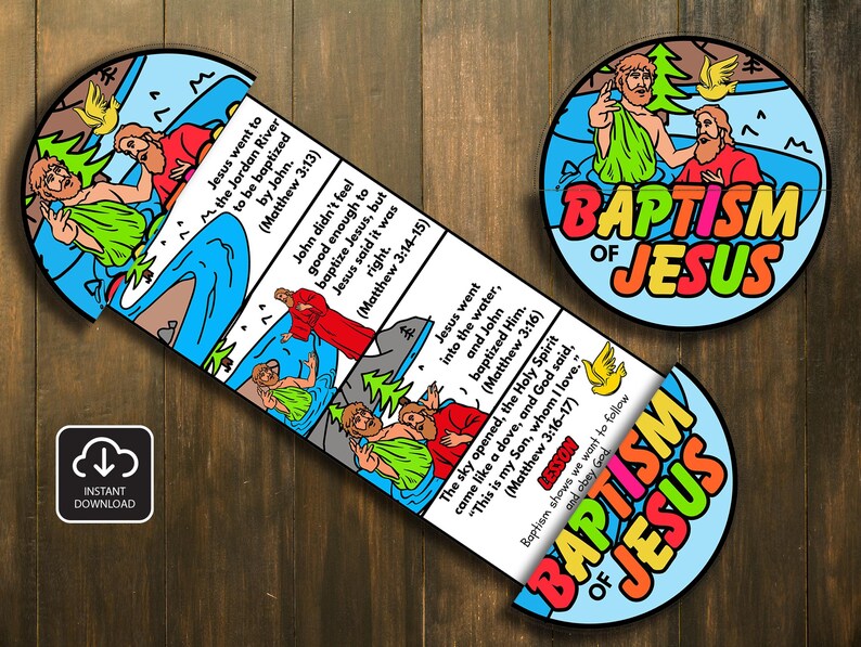 Baptism of Jesus Folding Surprise Bible Craft, Bible Lesson, Sunday ...