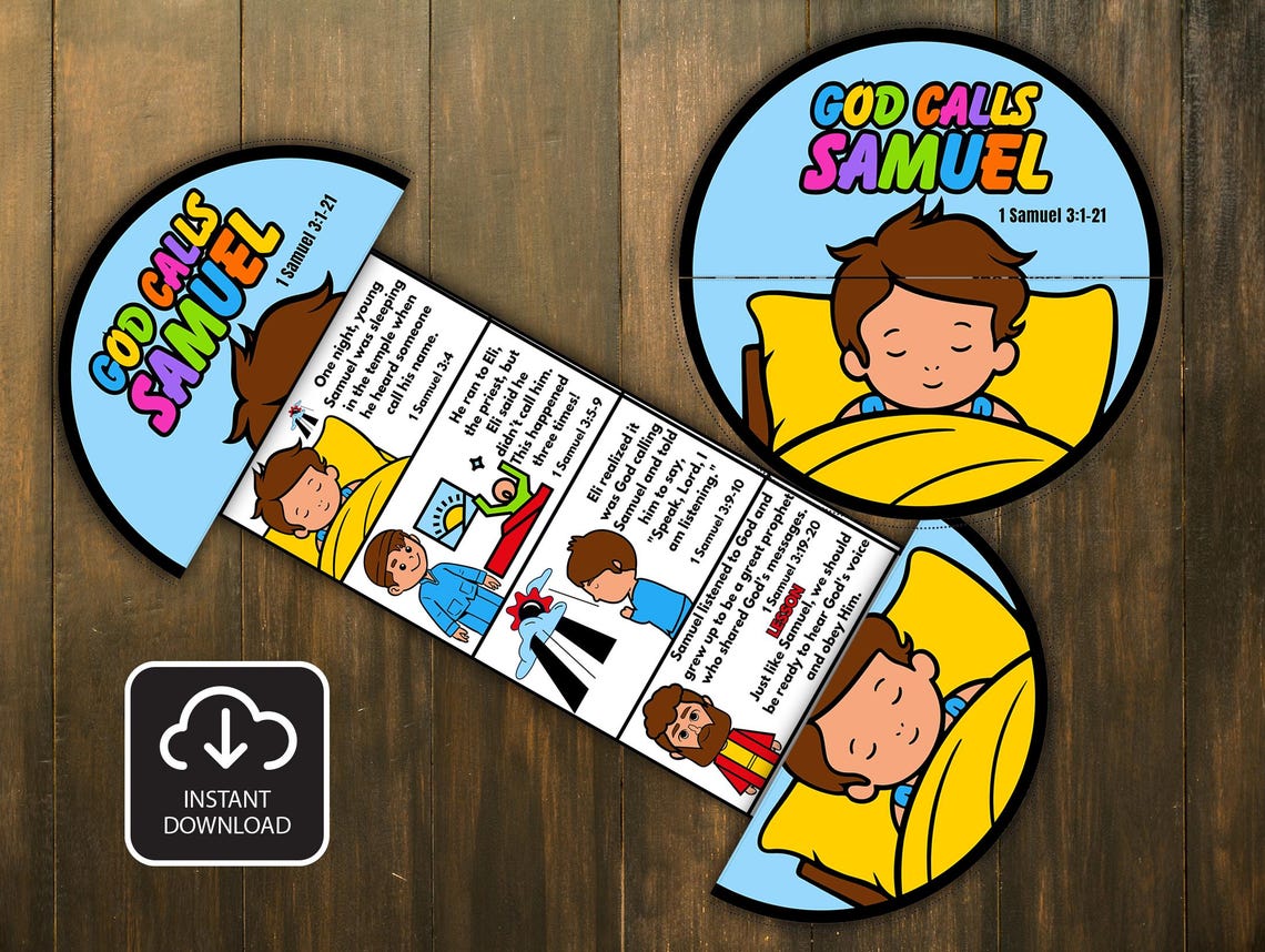 God Calls Samuel Folding Surprise Bible Craft, Bible Lesson, Memory ...