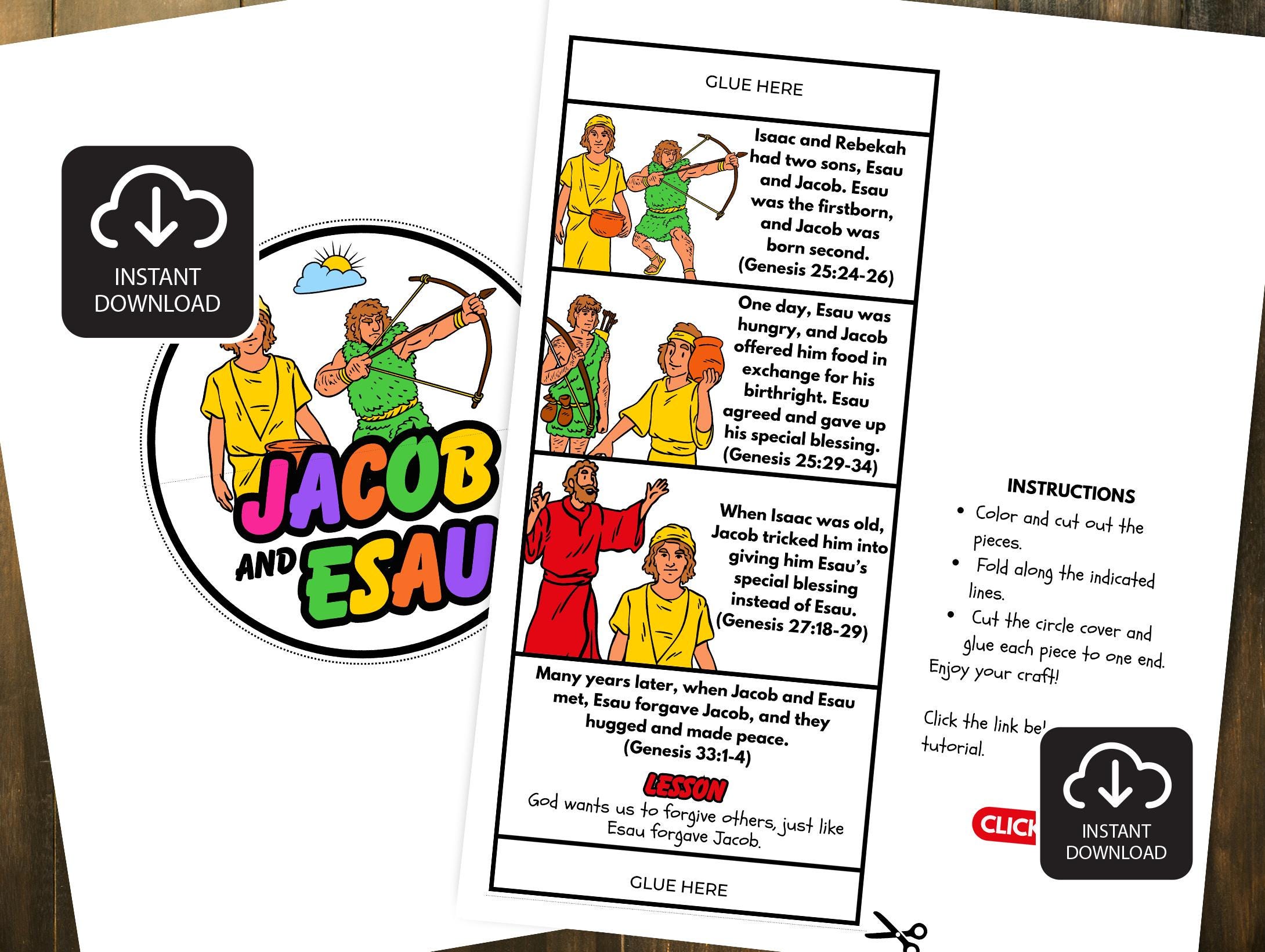 Jacob and Esau Folding Surprise Bible Story Craft, Bible Lesson, Easter ...