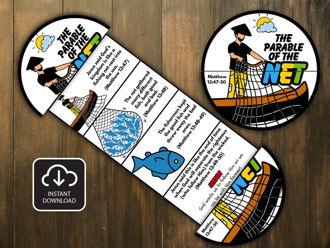 The Parable of the Net Folding Surprise Bible Story Craft, Bible Lesson ...