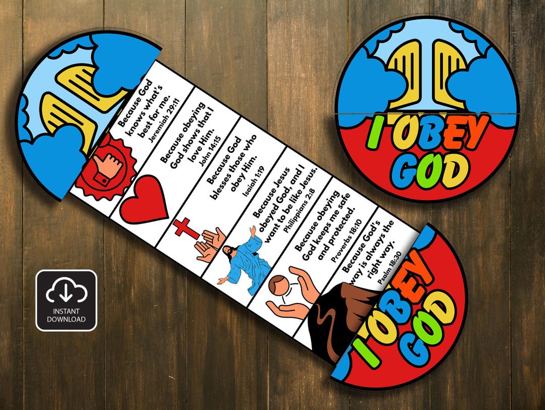 I Obey God Craft, Folding Surprise Bible Craft, Bible Lesson, Sunday ...
