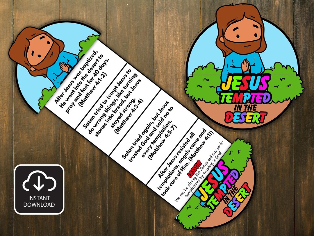 Jesus Tempted in the Desert Folding Surprise Bible Craft, Bible Lesson ...