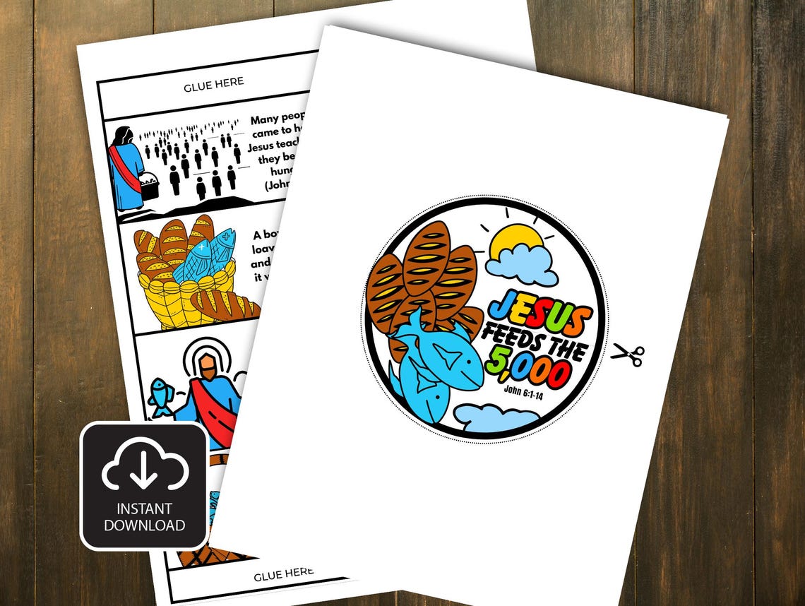 Jesus Feeds the 5000 Folding Surprise Bible Craft, Bible Lesson, Jesus ...