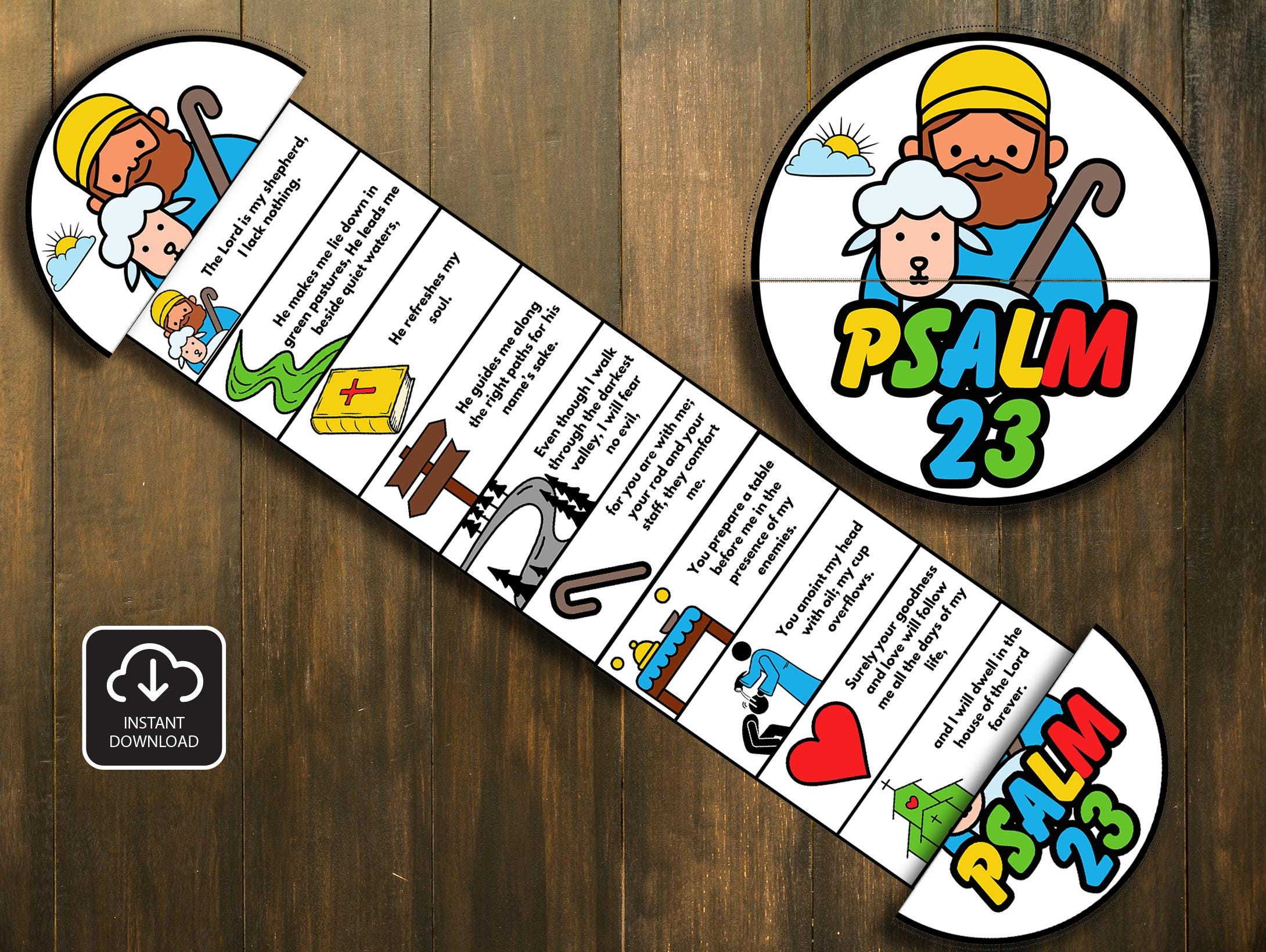 Psalm 23 Folding Surprise Bible Craft, Bible Lesson, Sunday School ...