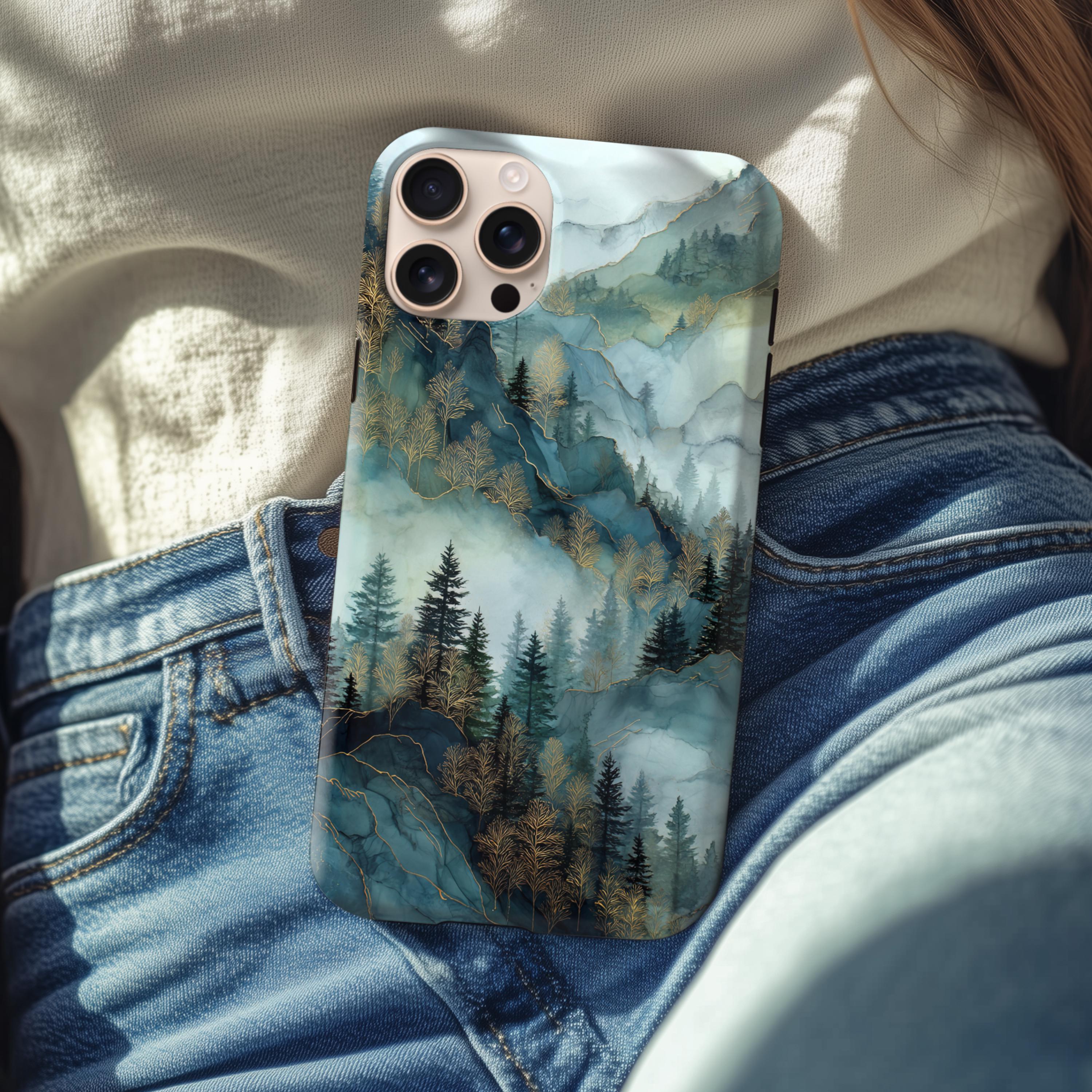 Pine Trees Phone Case Artful Snowy Forest Phone Case Nature Aesthetic ...
