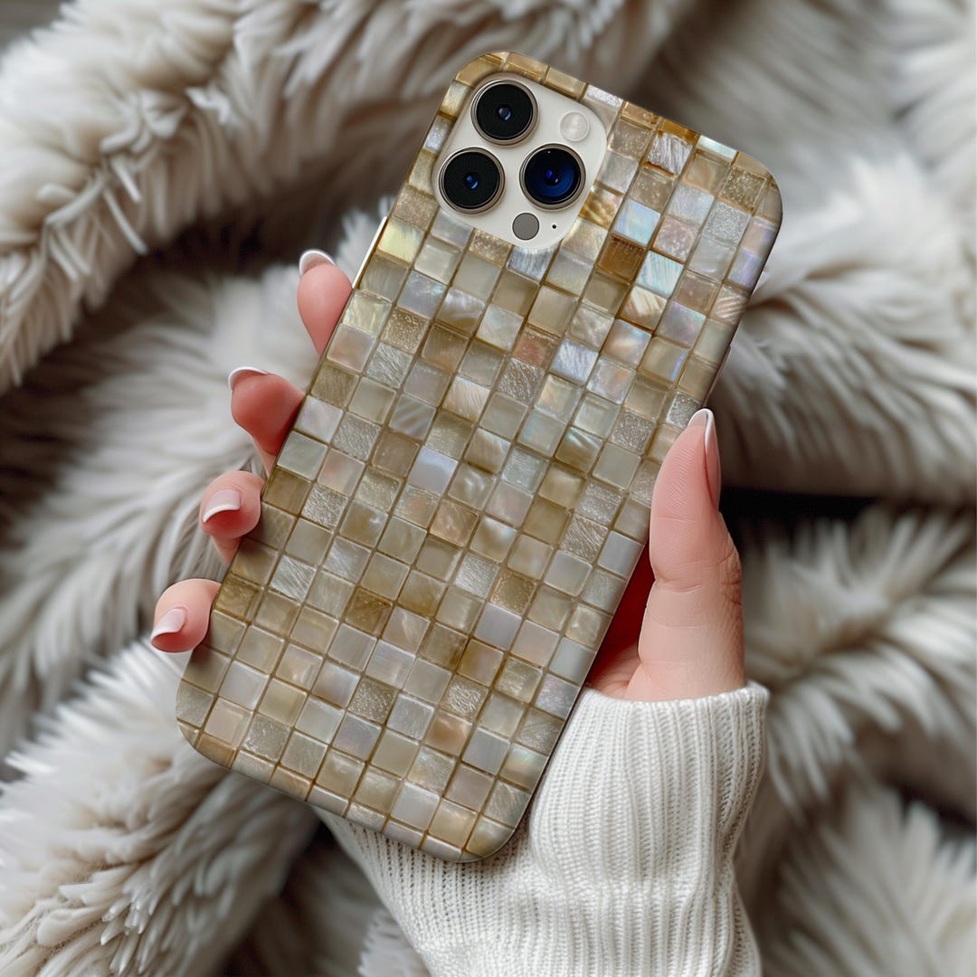 Luxury White Faux Mosaic Tile Phone Case Vintage Ceramic Art Phone ...